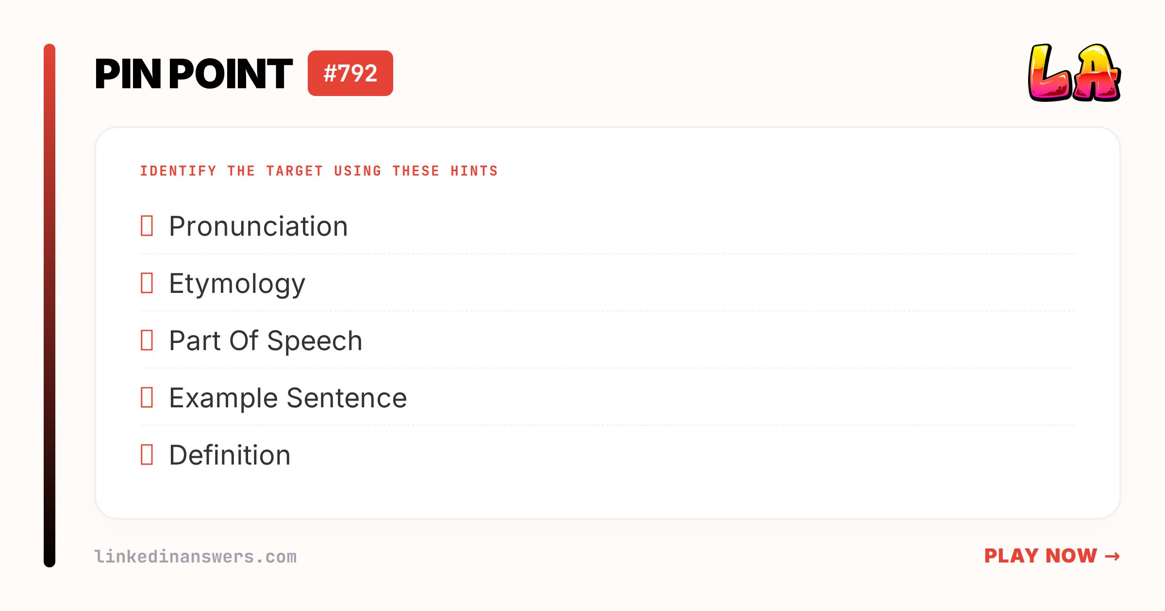 PinPoint #792 — Pronunciation, Etymology, Part Of Speech, Example ...