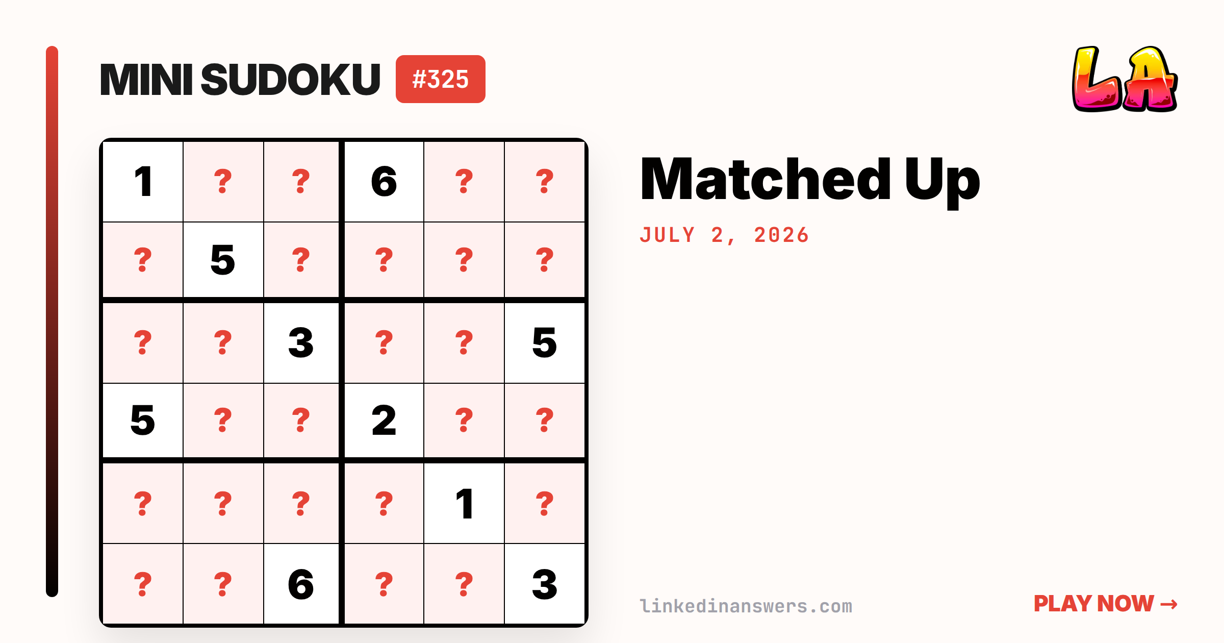 Sudoku #325 — Answer for July 2, 2026 - LinkedIn Answers